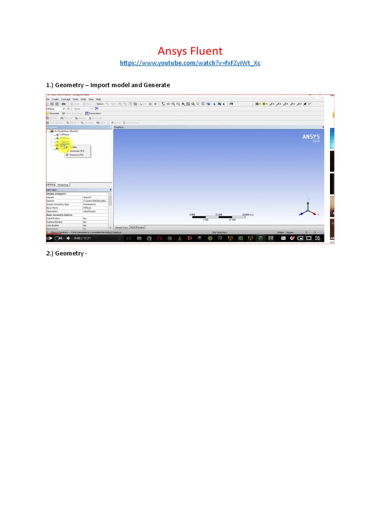 Ansys Fluent: 1.) Geometry - Import Model and Generate | PDF