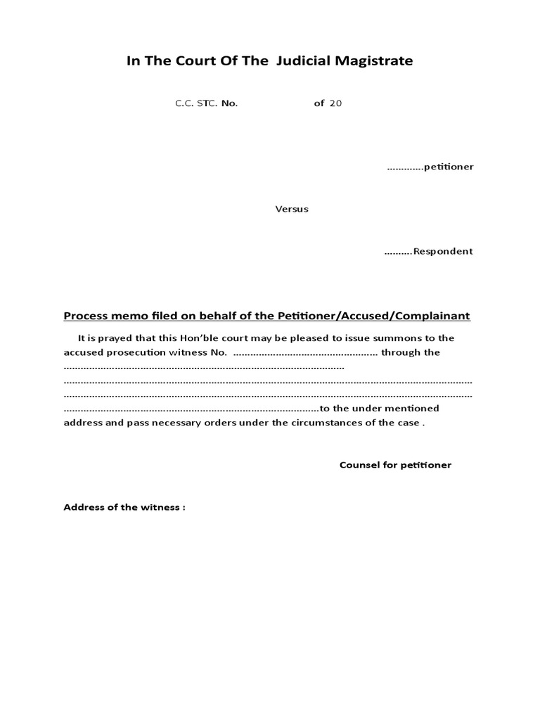 Process Memo Format for Court Filing | PDF