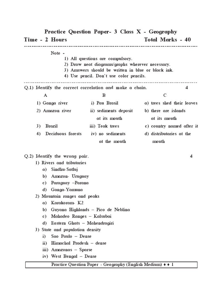 English Geography Set 3 | PDF | Amazon River | Brazil