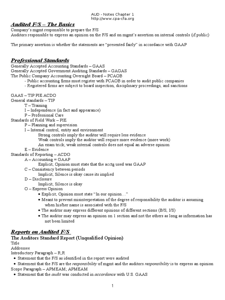 CPA Auditing Notes Overview | PDF | Financial Audit | Audit