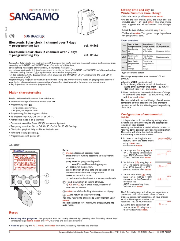 Sangamo Suntracker Solar Clocks | PDF | Clock | Daylight Saving Time