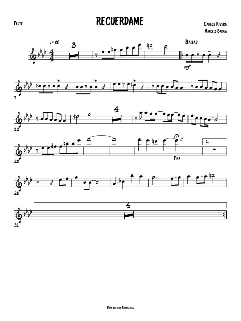 Recuerdame Flauta 1 | PDF