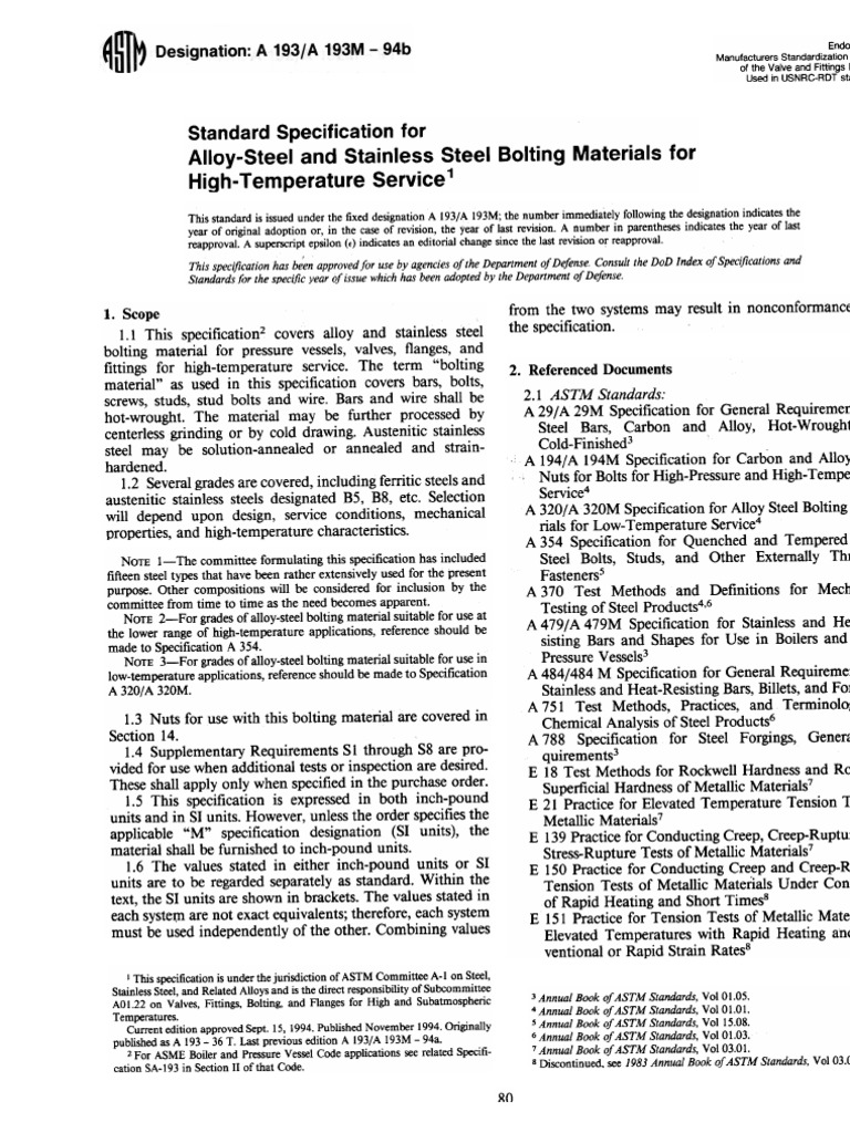 Alloy & Stainless Steel Bolting Standards | PDF | Heat Treating | Steel