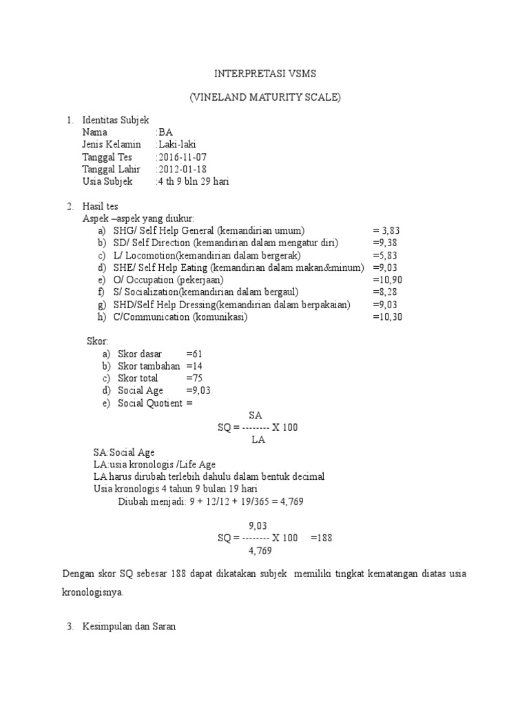 Interpretasi VSMS | PDF