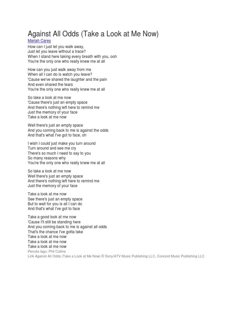 Mariah Carey - Against All Odds Lyrics | PDF