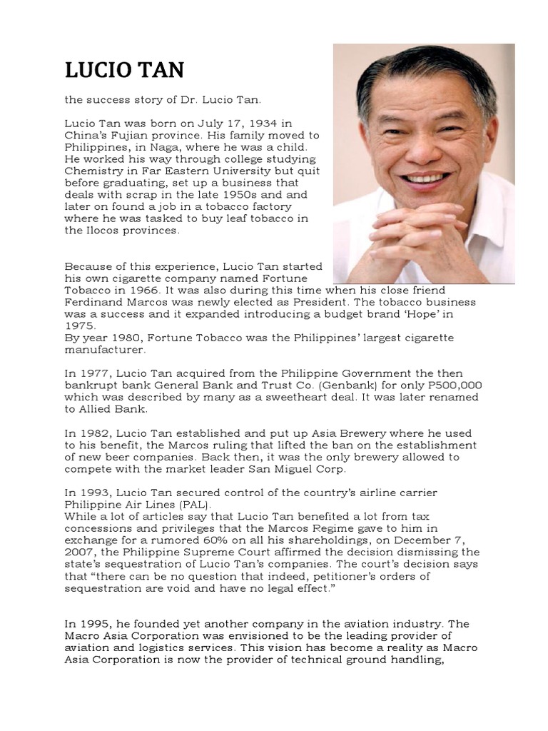Lucio Tan | PDF | Business