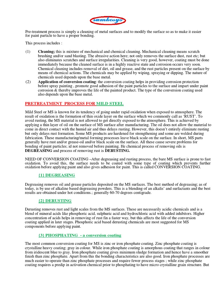 Pre Treatment Process | Download Free PDF | Rust | Corrosion
