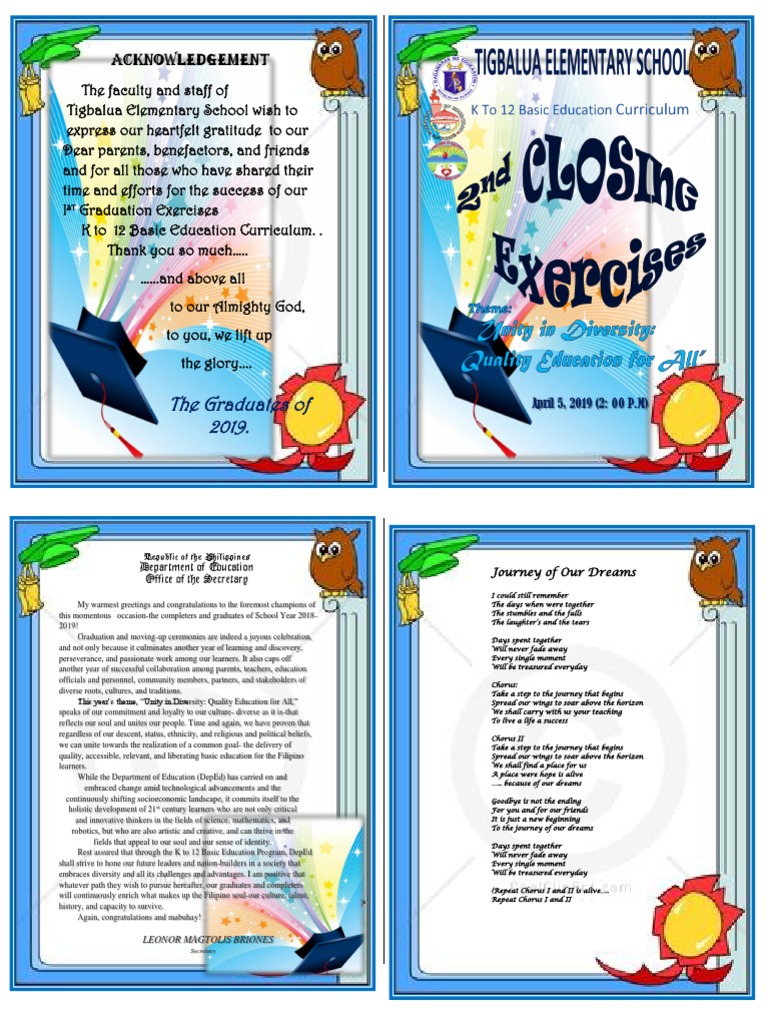 Programme Closing Exercises Cover-1 | PDF | Learning | Behavior ...