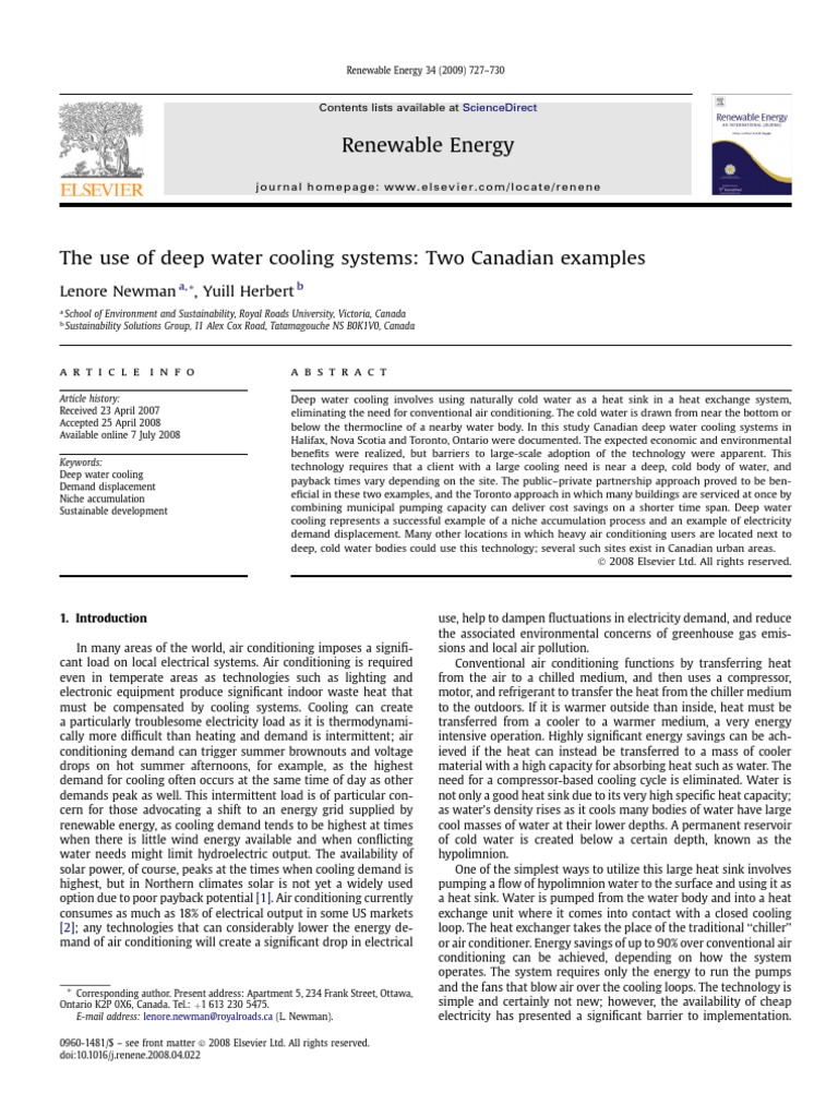 2009 - The Use of Deep Water Cooling Systems - Two Canadian Examples ...
