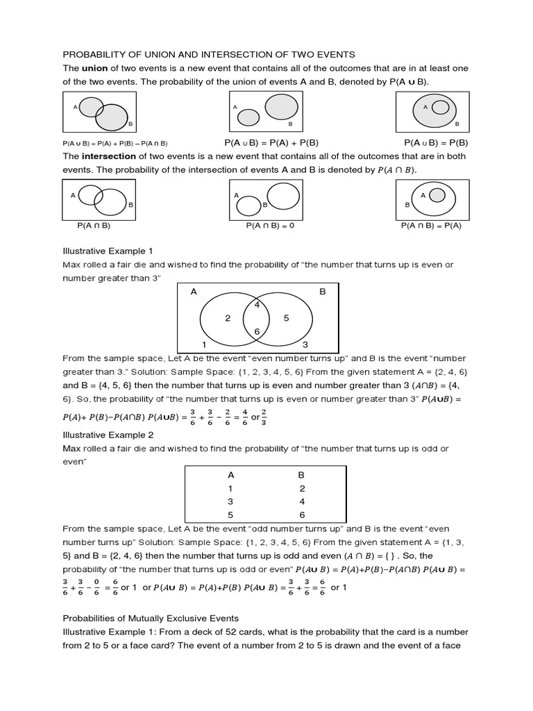 Lecture Probability of Union and Intersection of Two Events | PDF | Probability Theory ...
