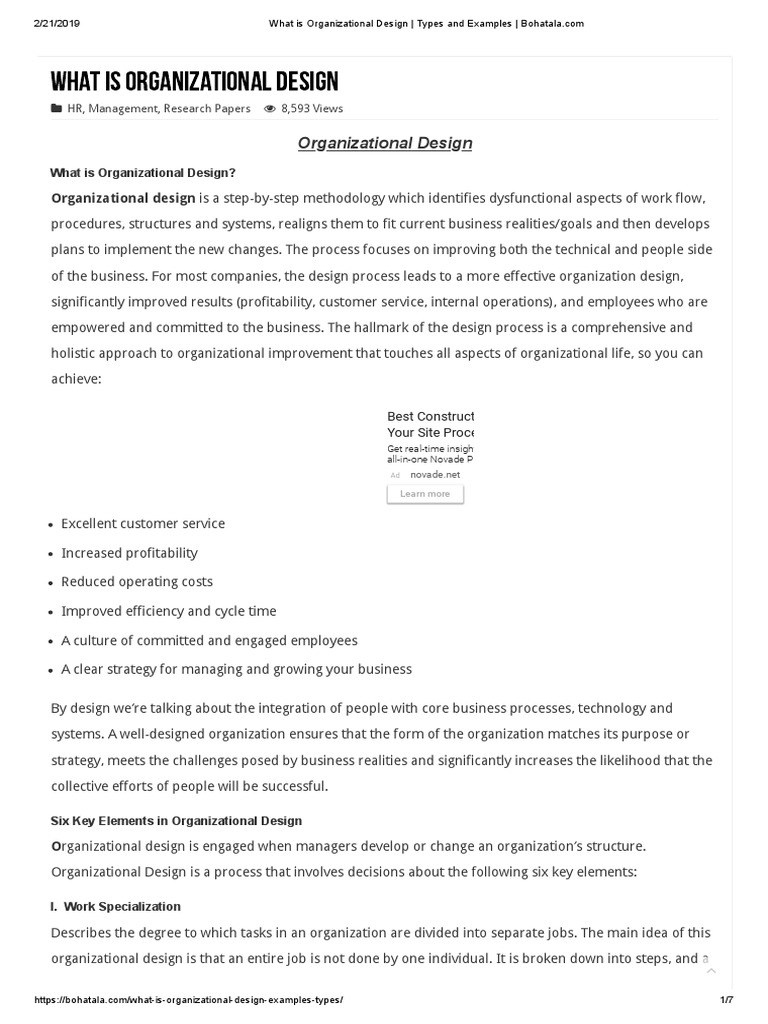 What Is Organizational Design - Types and Examples | PDF ...