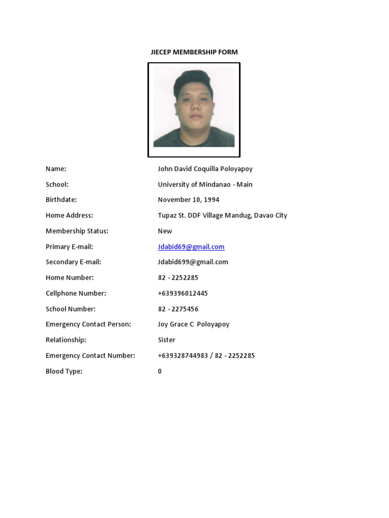 Jiecep Membership Form | PDF