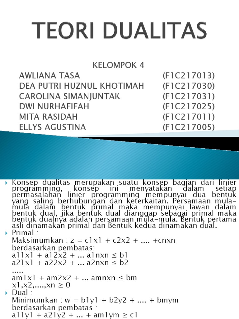 Dualitas dalam Linier Programming | PDF