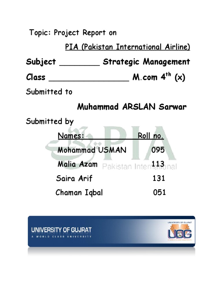 Project Report On PIA SM | Download Free PDF | Airlines | Strategic ...