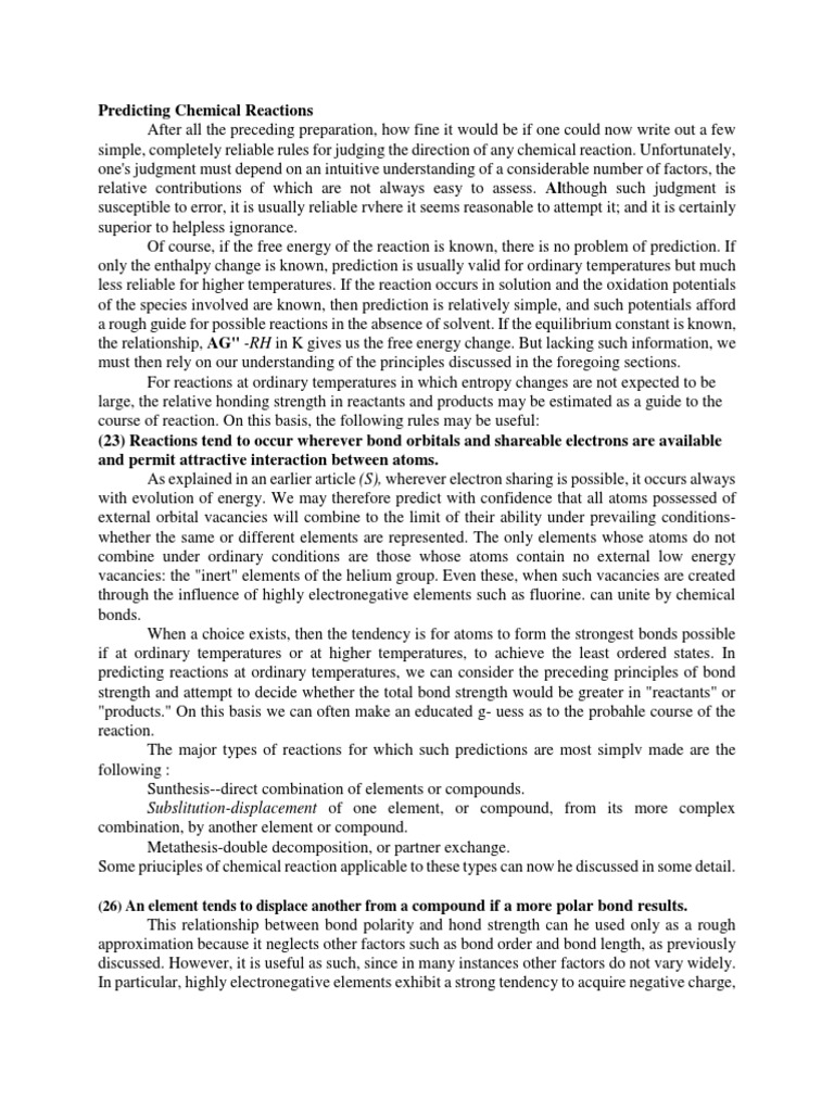 Predicting Chemical Reactions (AutoRecovered) | PDF | Chemical ...