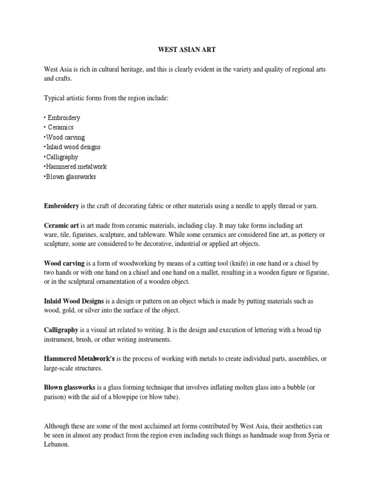 West Asian Art | PDF | Ceramic Art | Sculpture