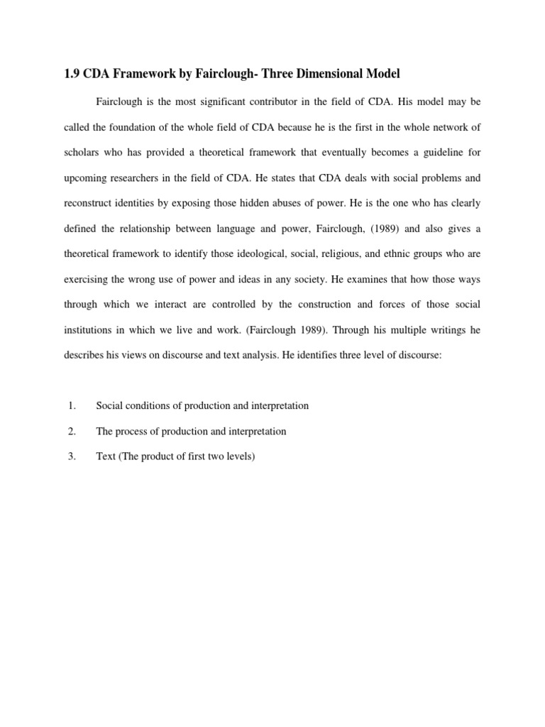 Fairclough's Three-Dimensional CDA Model | PDF | Identity (Social ...