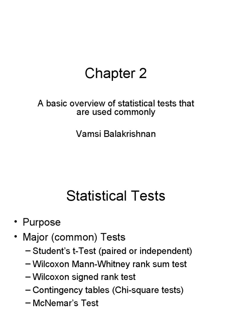 A Basic Overview of Statistical Tests That Are Used Commonly | PDF ...