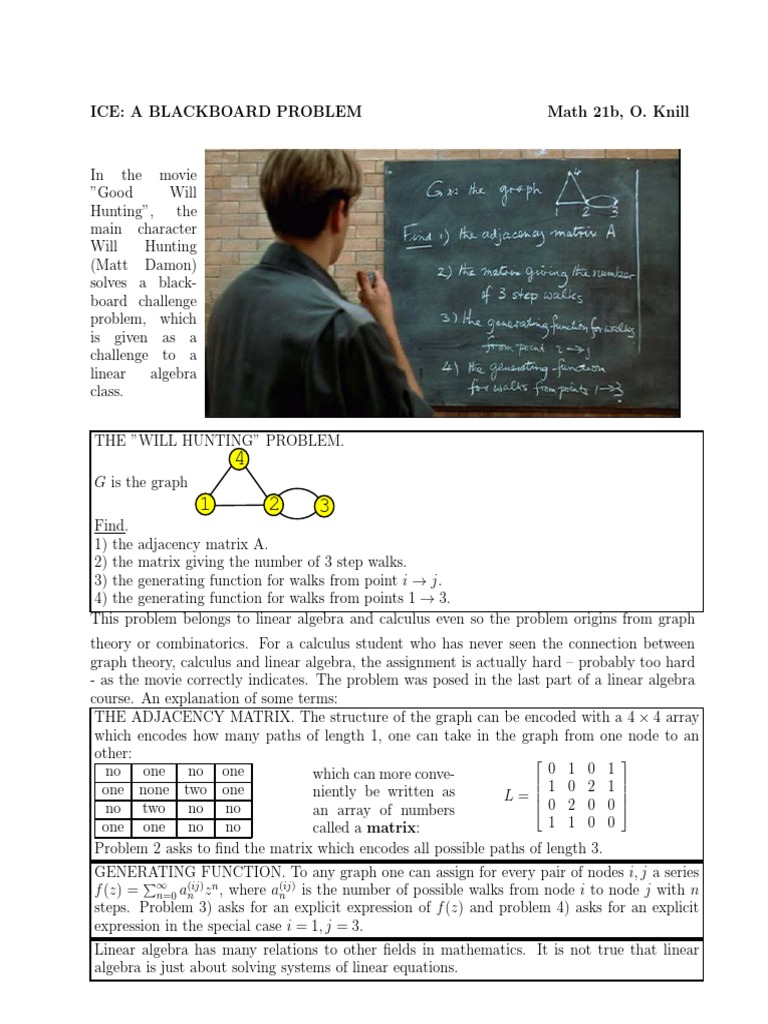 Good Will Hunting - 1st Problem | PDF | Matrix (Mathematics) | Algebra