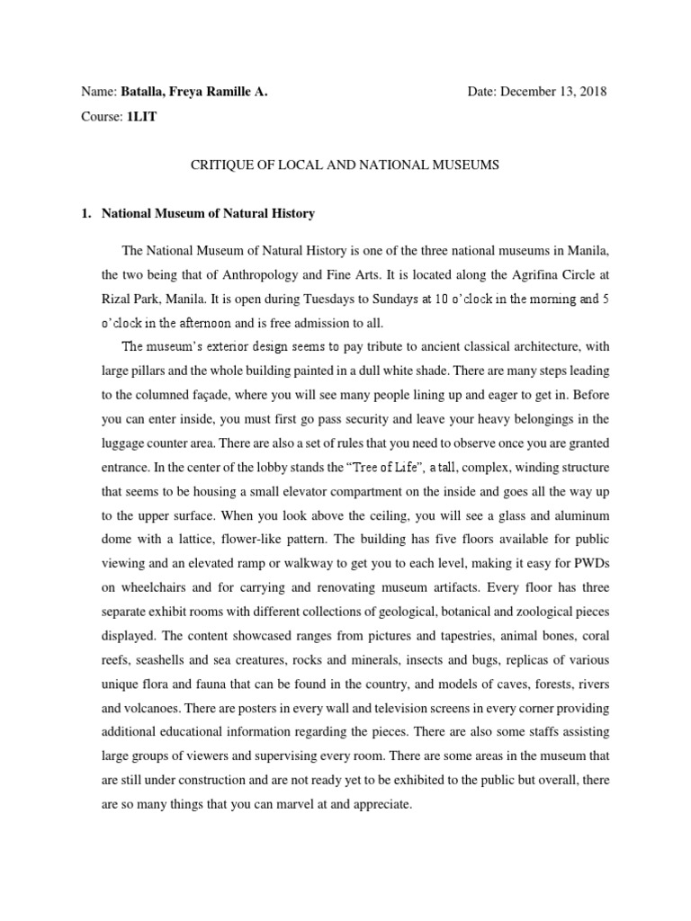 National Museum of National History Review | PDF | Museum | Nature