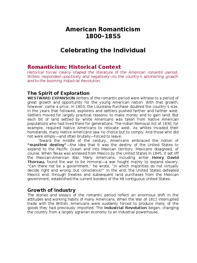 American Romanticism | PDF | Transcendentalism | Romanticism