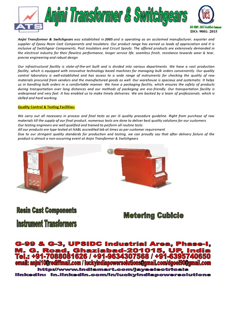 Switchgear Components Manufacturer Overview | PDF | Packaging And ...