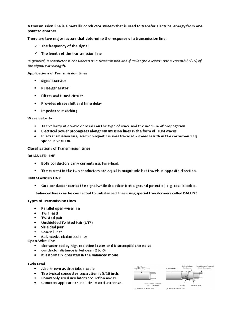 Trans1 Reviewer | PDF | Transmission Line | Coaxial Cable