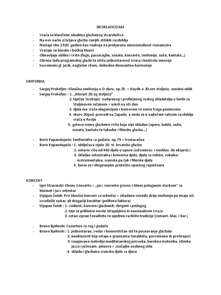 NEOKLASICIZAM U Glazbi | PDF