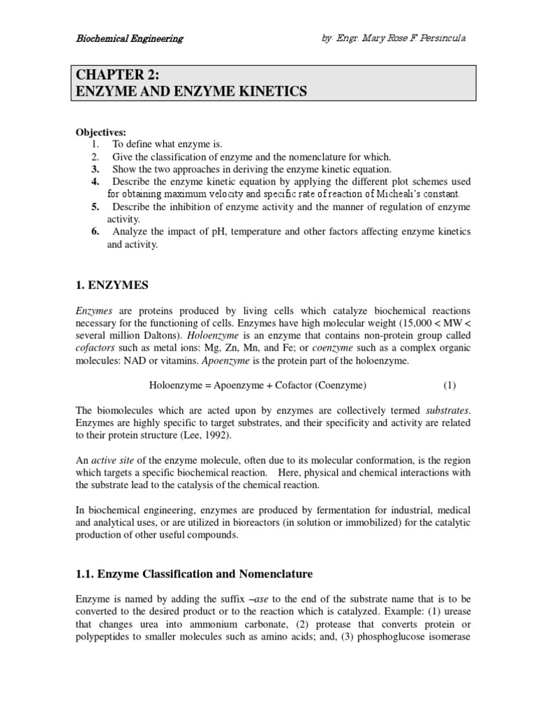 Lecture 3 Enzyme And Enzyme Kinetics Pdf Pdf Enzyme Enzyme