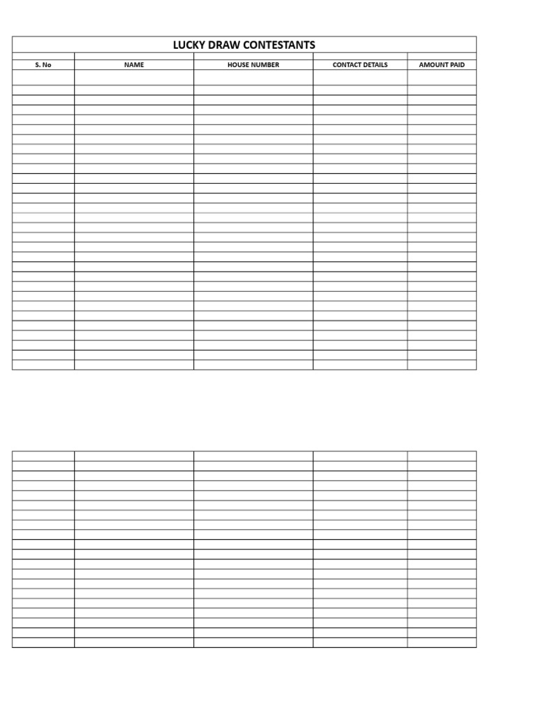 Lucky Draw Entry List | PDF
