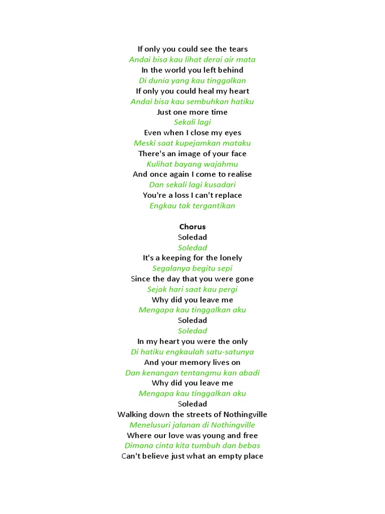 Lirik Lagu Soledad | PDF | Language Arts & Discipline | Poetry
