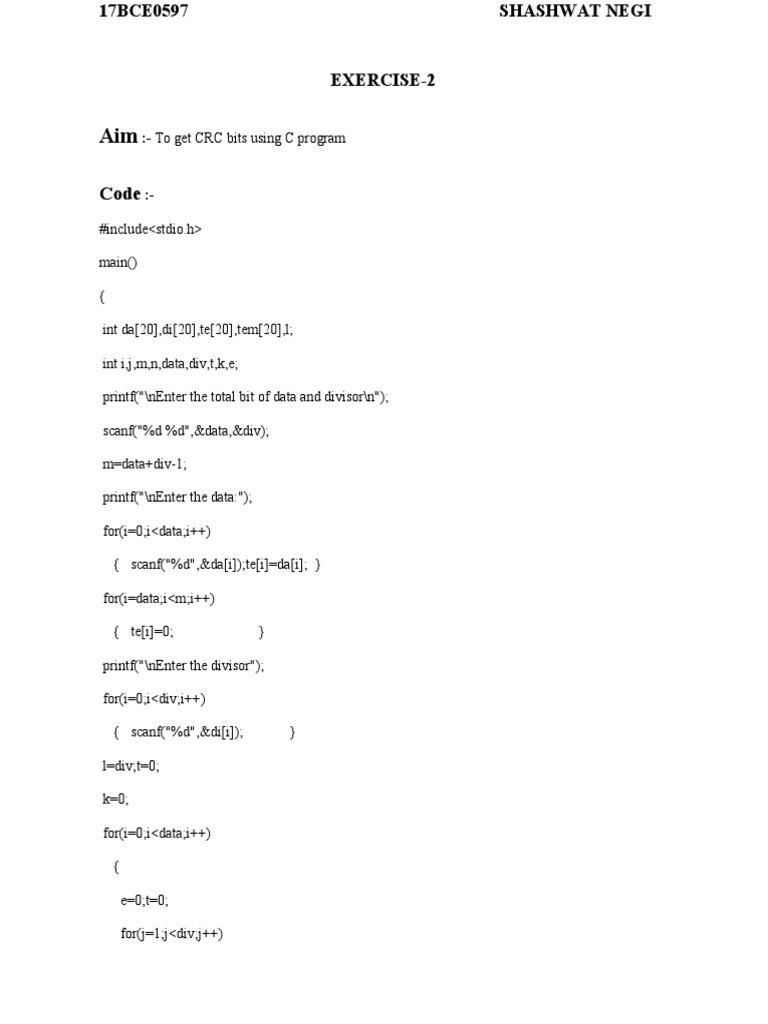 Crc And Checksum Pdf Encodings Data Transmission 4441