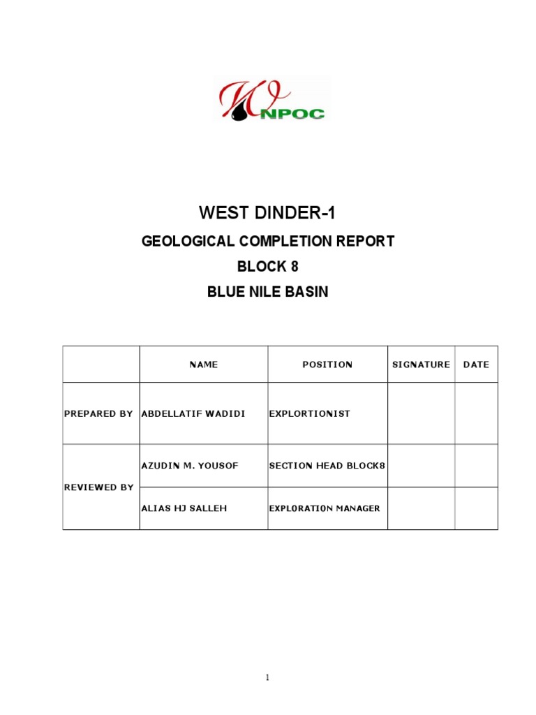 Geological Completion Report | PDF | Sandstone | Geology