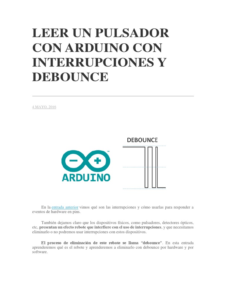 Leer Un Pulsador Con Arduino Con Interrupciones y Debounce | PDF | Hardware de la computadora ...