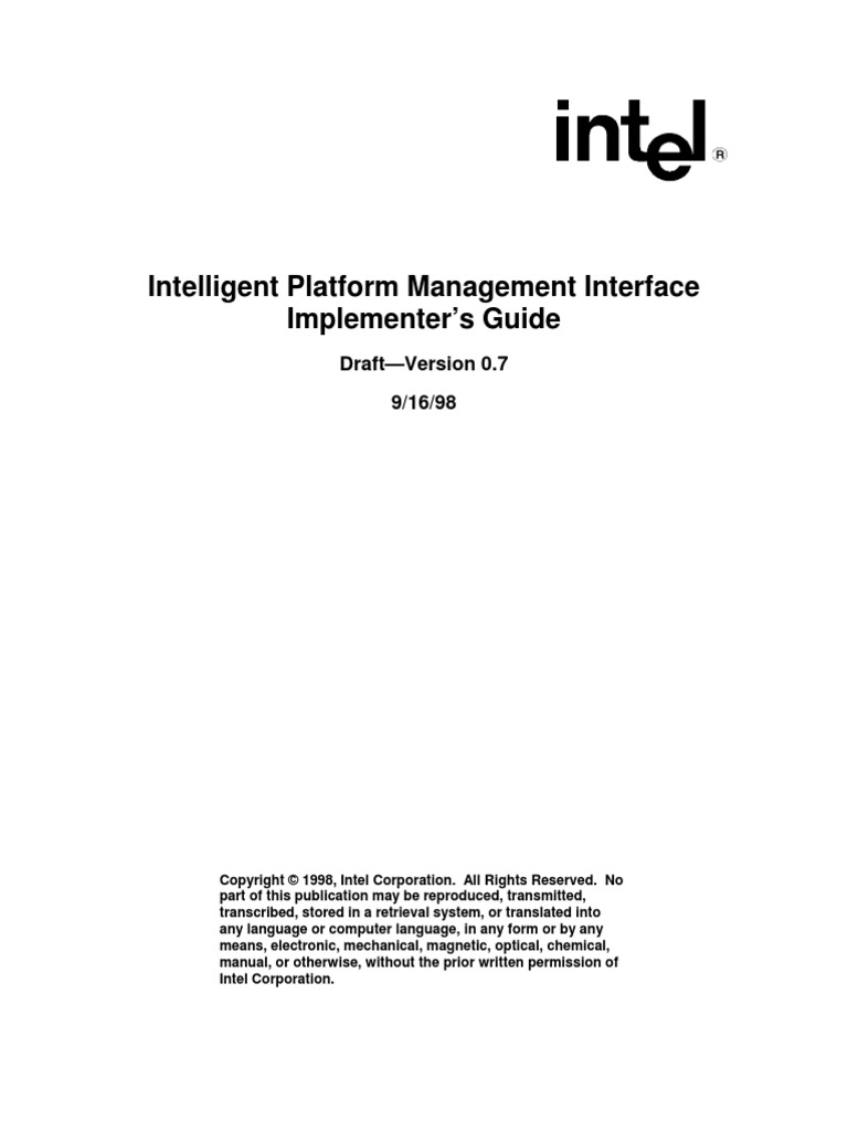 Intelligent Platform Management Interface Implementer's Guide Draft ...