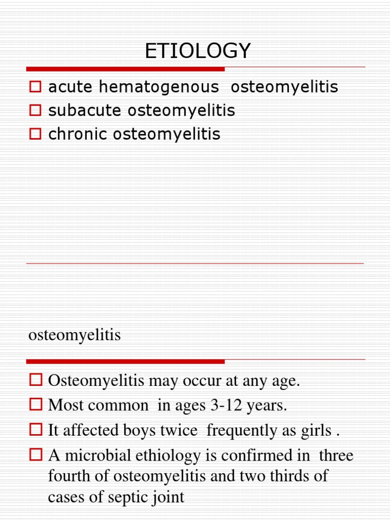 Osteomyelitis: Types and Pathogenesis | PDF | Diseases And Disorders ...