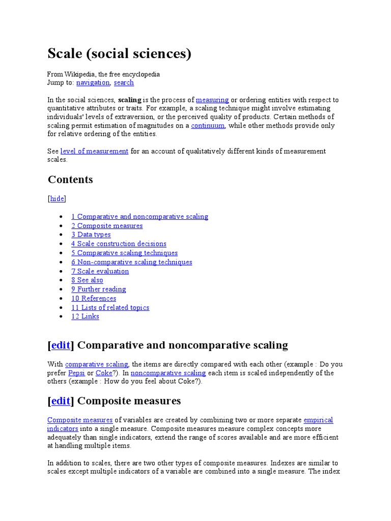 Scale (Social Sciences) : From Wikipedia, The Free Encyclopedia | PDF ...