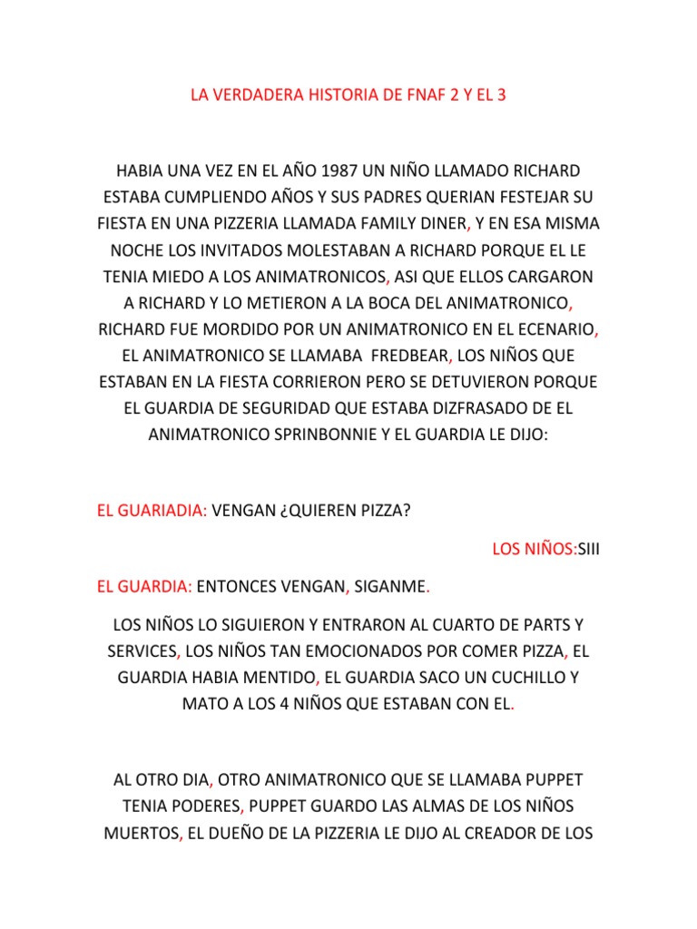 La Verdadera Historia de Fnaf 3 | PDF | Ocio
