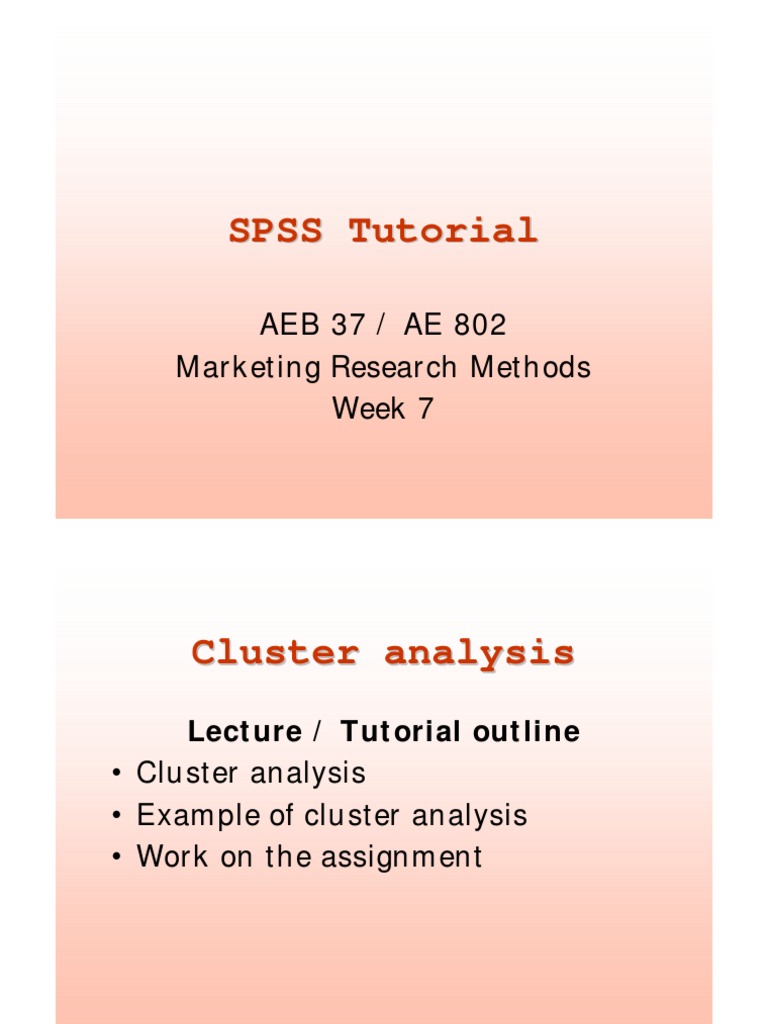 SPSS Tutorial Cluster Analysis | PDF | Cluster Analysis | Algorithms And Data Structures
