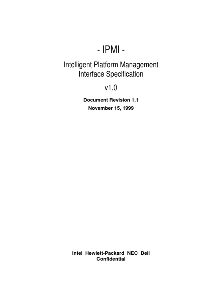 Intelligent Platform Management Interface Specification v1.0 | PDF ...