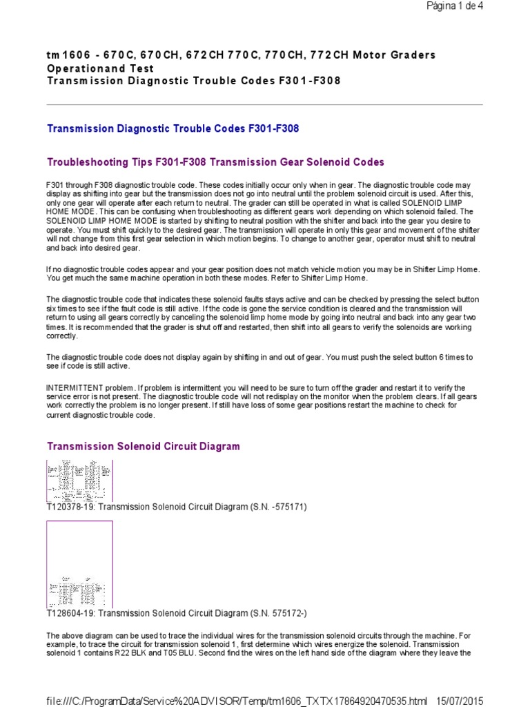 Transmission Diagnostic Trouble Codes F301-F308 PDF | PDF | Electrical ...