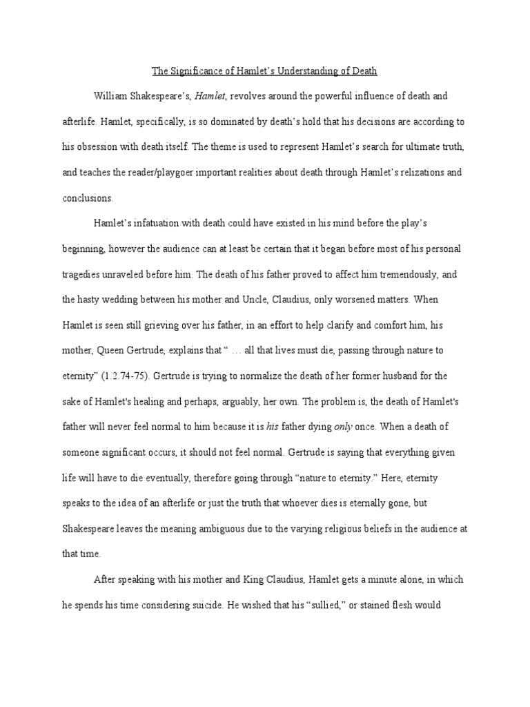 Hamlet Theme Project - Essay 1 | PDF | Hamlet | Afterlife