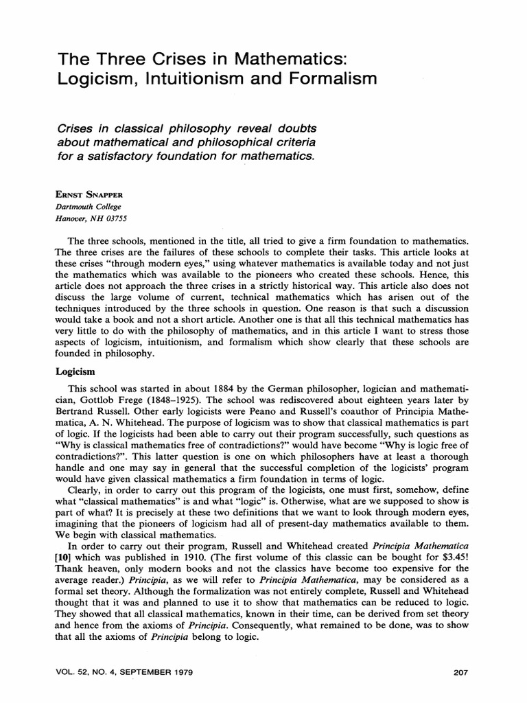 Three Crises in Mathematics PDF | PDF | Mathematical Logic | Axiom