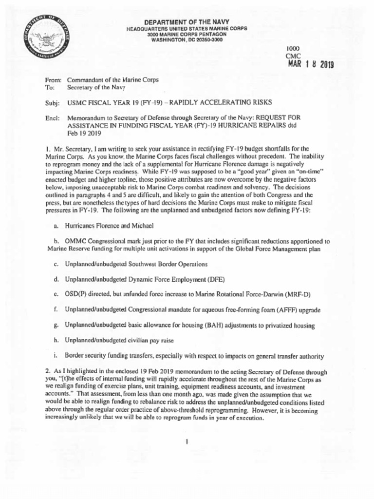 Internal memos from Marine Corps Commandant Gen. Robert Neller | United ...