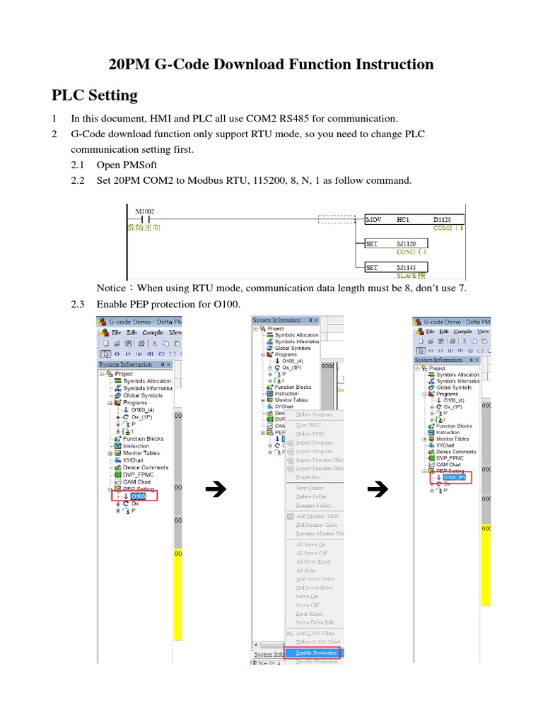 20PM G-Code Download Function Instruction PLC Setting | PDF