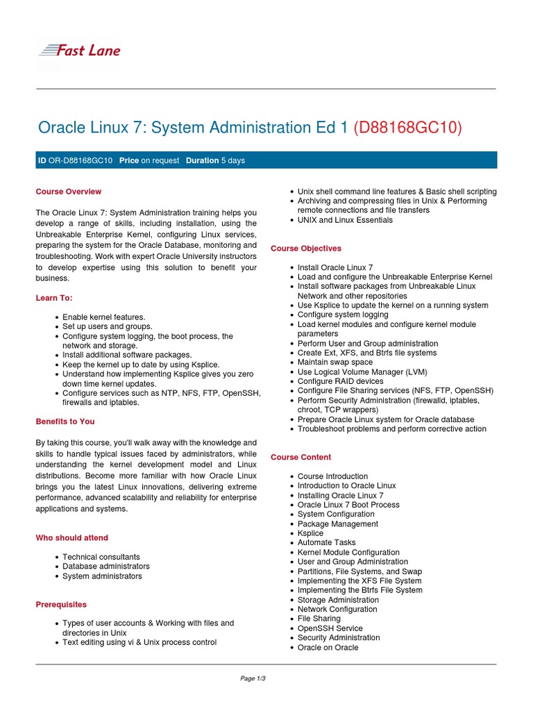 Catalogo C03 | PDF | Linux | Oracle Database