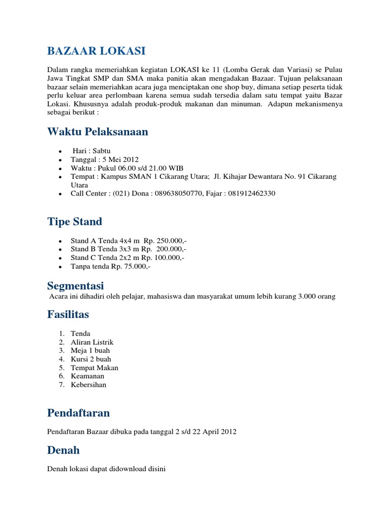 Contoh Juknis Bazar | PDF | Bisnis | Griya & Taman