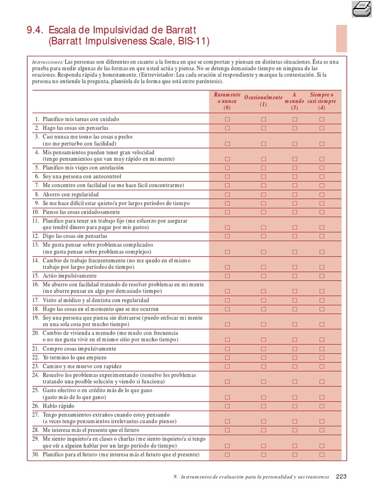 Escala de Impulsividad de Barratt