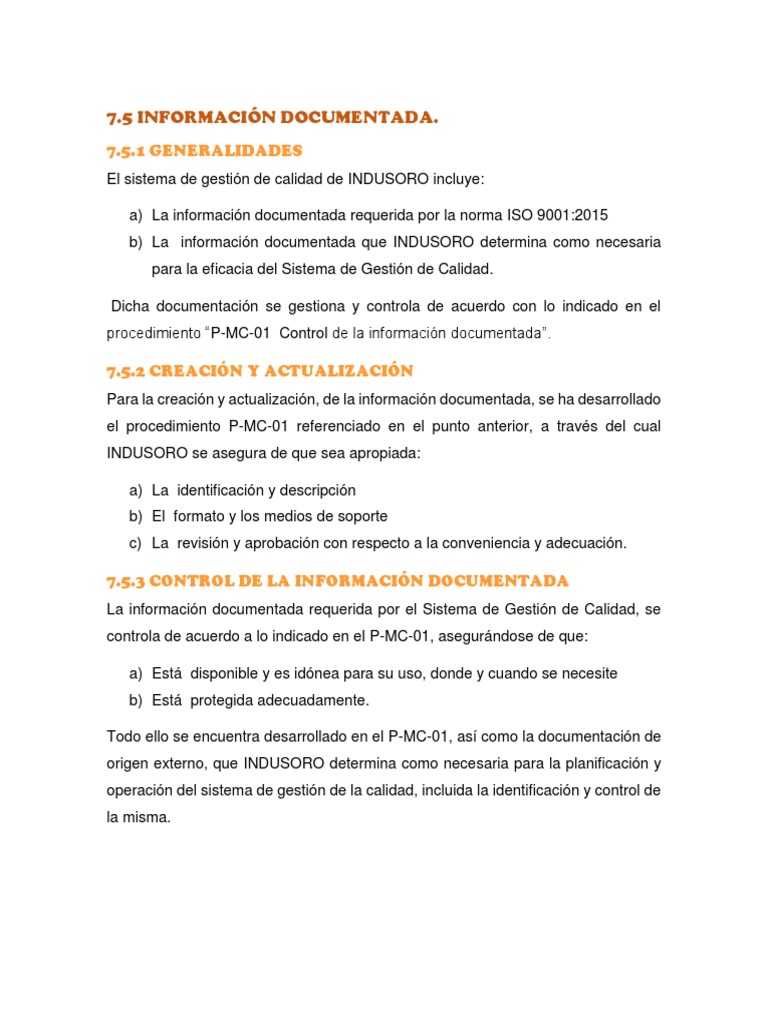 Control de Información Documentada ISO 9001 | PDF | Negocios | Tecnología