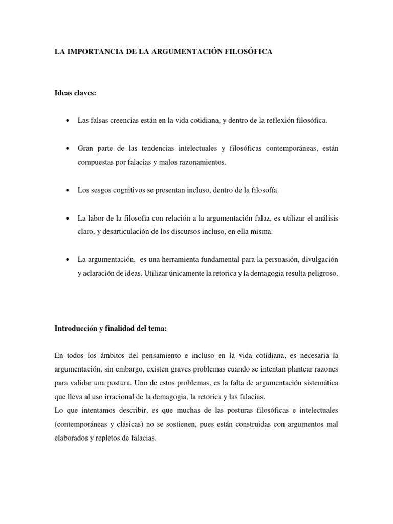 La Importancia de La Argumentación Filosófica | PDF